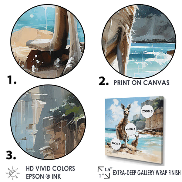 Kangaroo Family In Australia Coast - Blue Kangaroo Wall Art ...